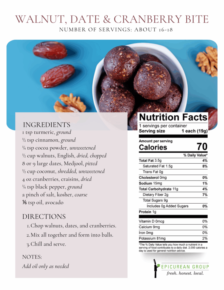 Walnut, Date & Cranberry Bite - Epicurean Group
